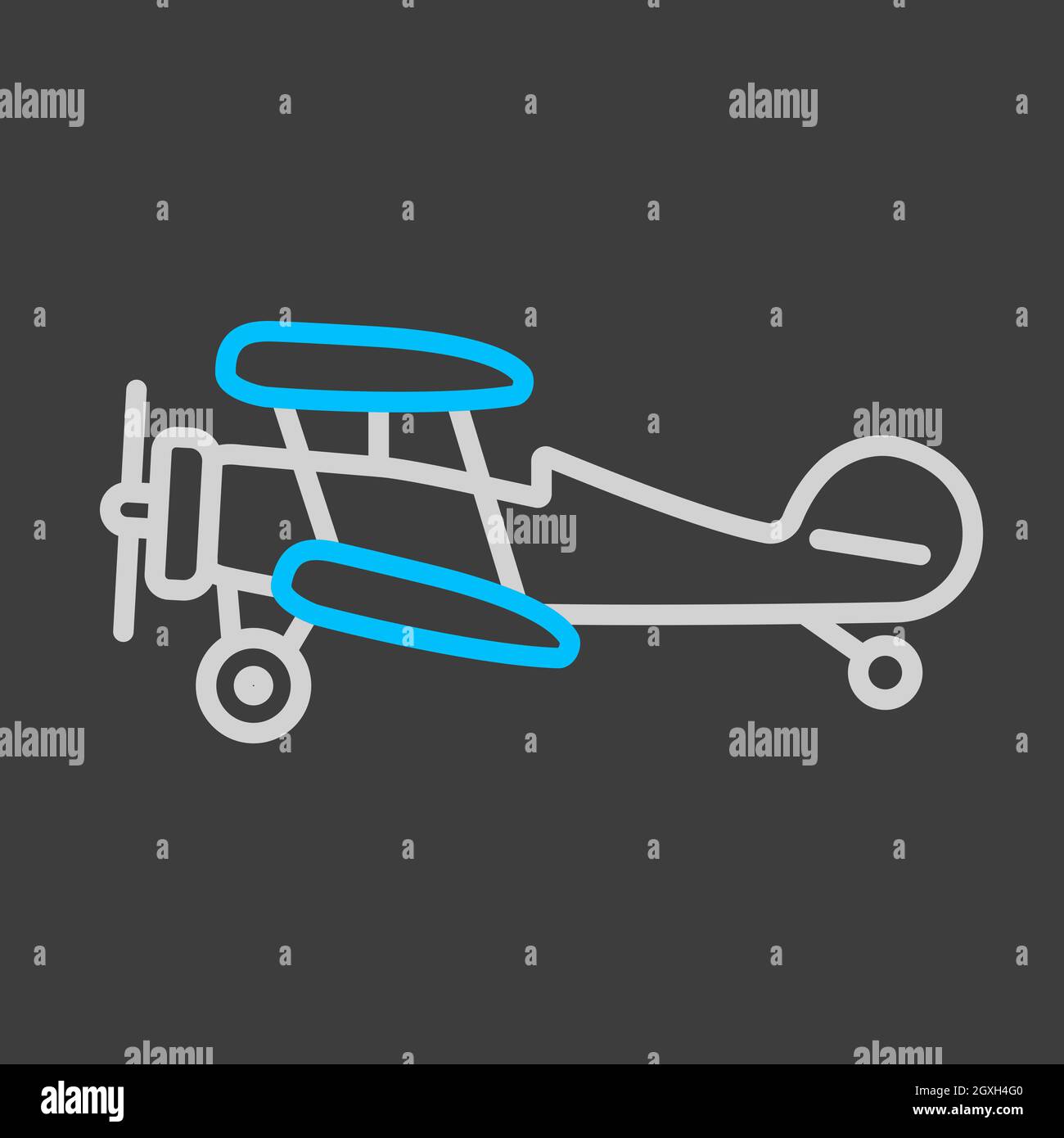 Light aircraft plane flat vector icon on dark background. Graph symbol ...
