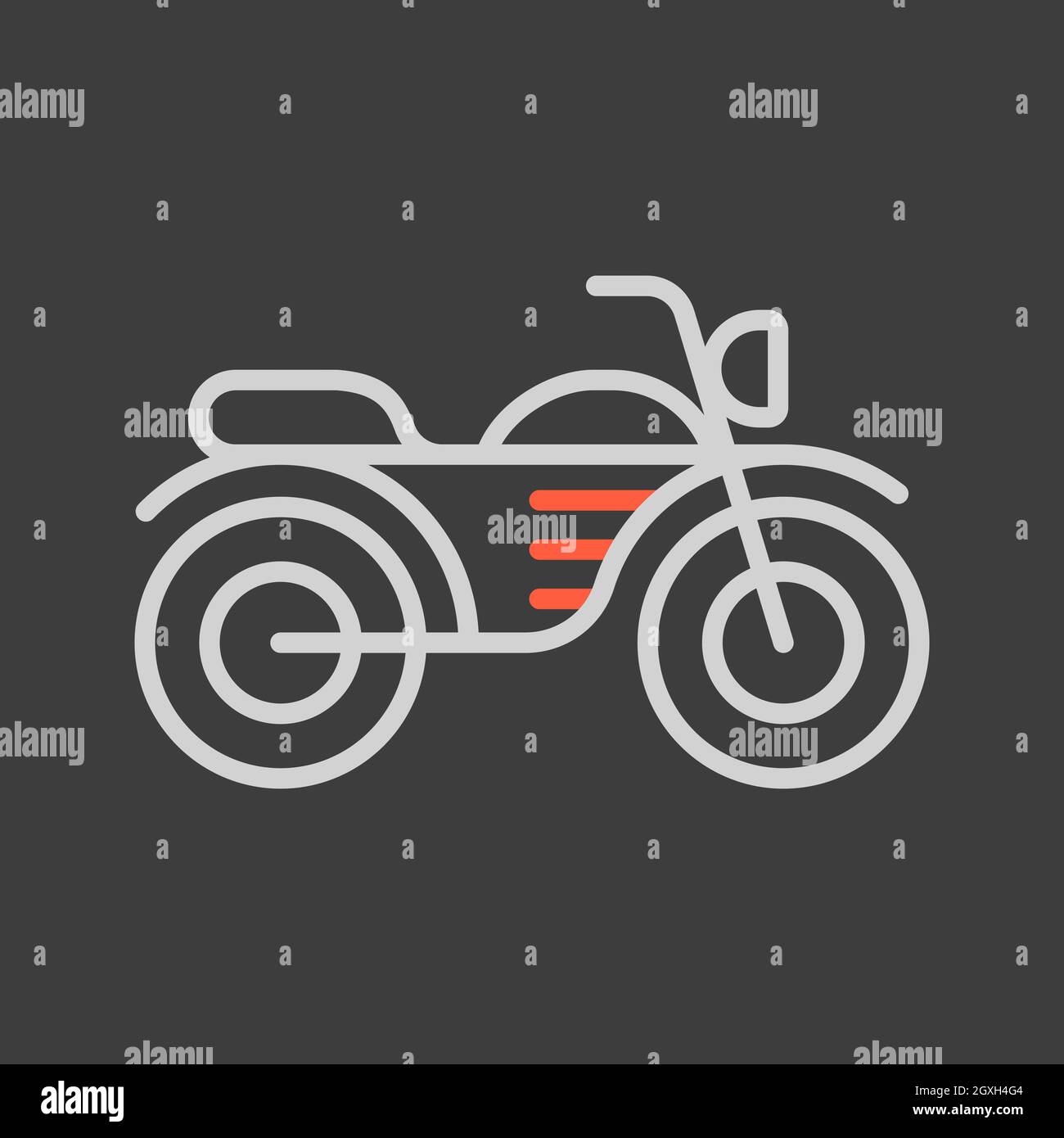 Motorcycle flat vector icon on dark background. Graph symbol for travel ...