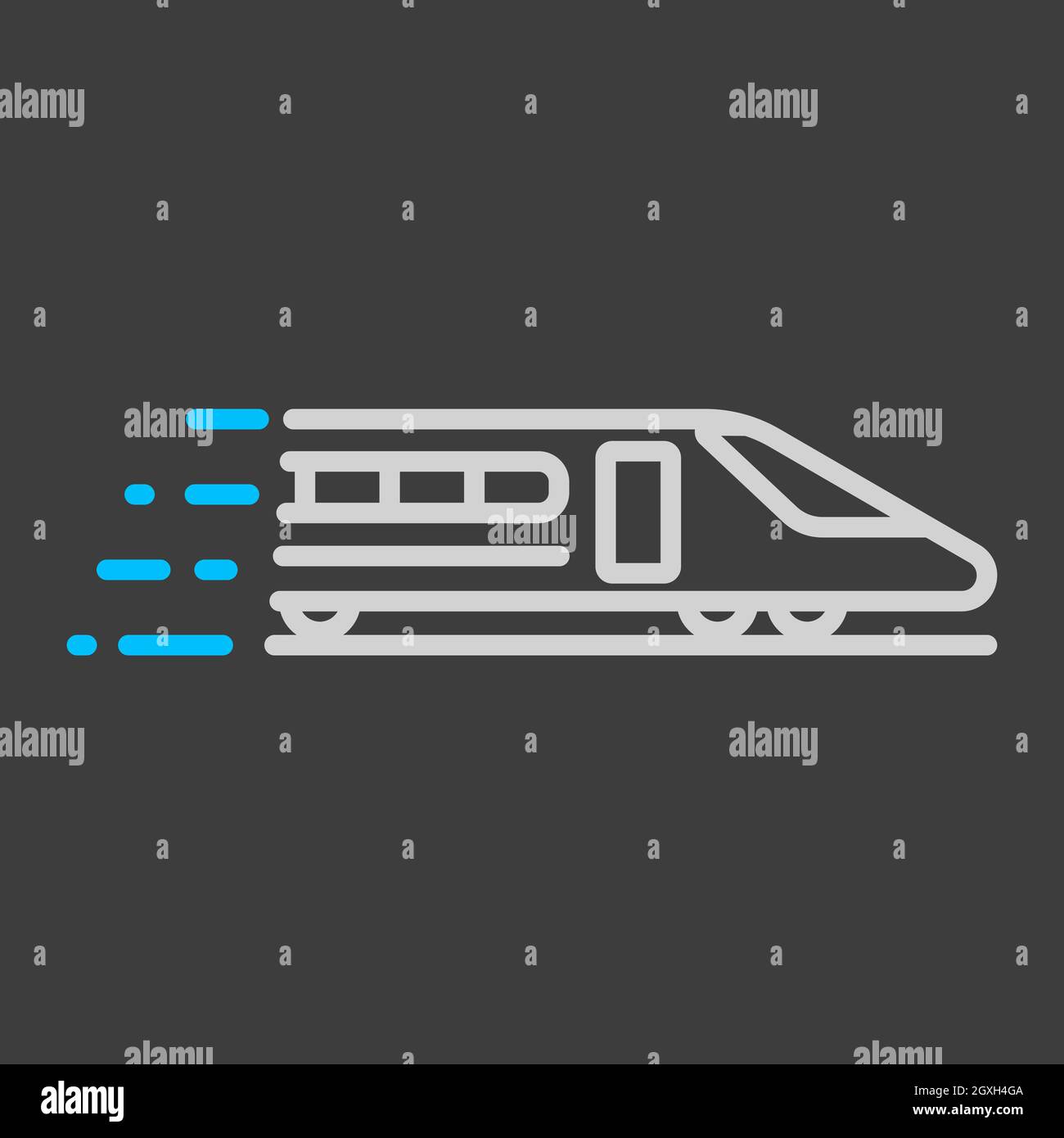 High-speed passenger train flat vector icon on dark background. Graph ...