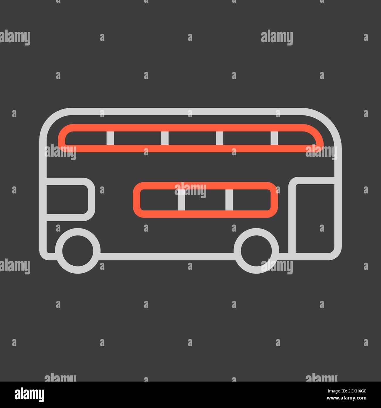 Double decker bus flat vector icon on dark background. Graph symbol for ...