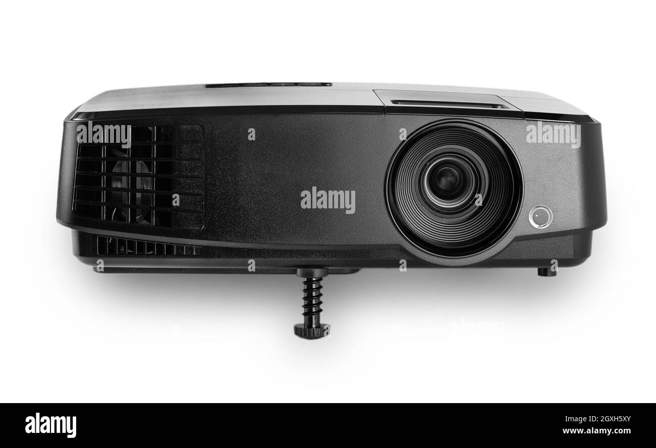 Projector multimedia black colour on white background Stock Photo - Alamy