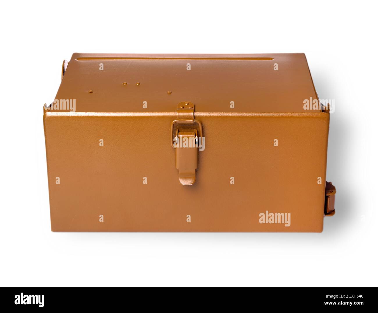 Green metal military box cut out on white background Stock Photo - Alamy