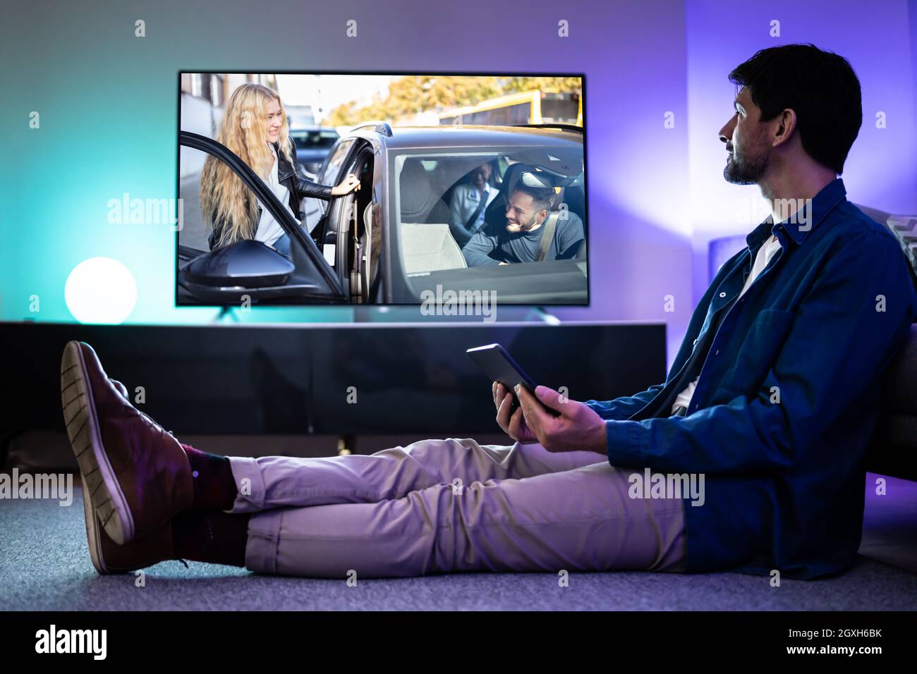Streaming TV Movie. Watching Video On Television Screen Stock Photo - Alamy