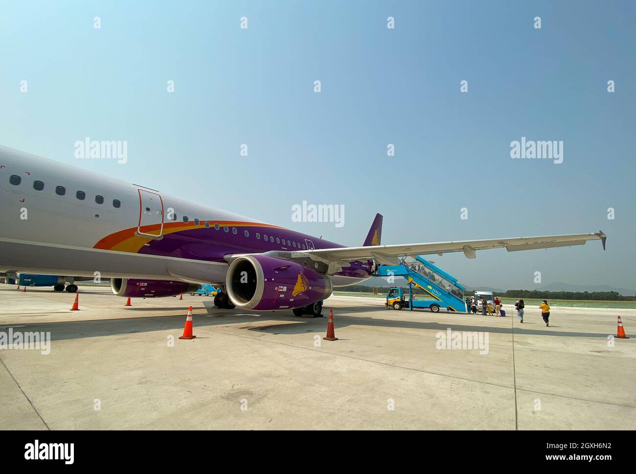 Da Nang, Vietnam - Jul 23, 2018. Passenger airplane docking at Da Nang ...
