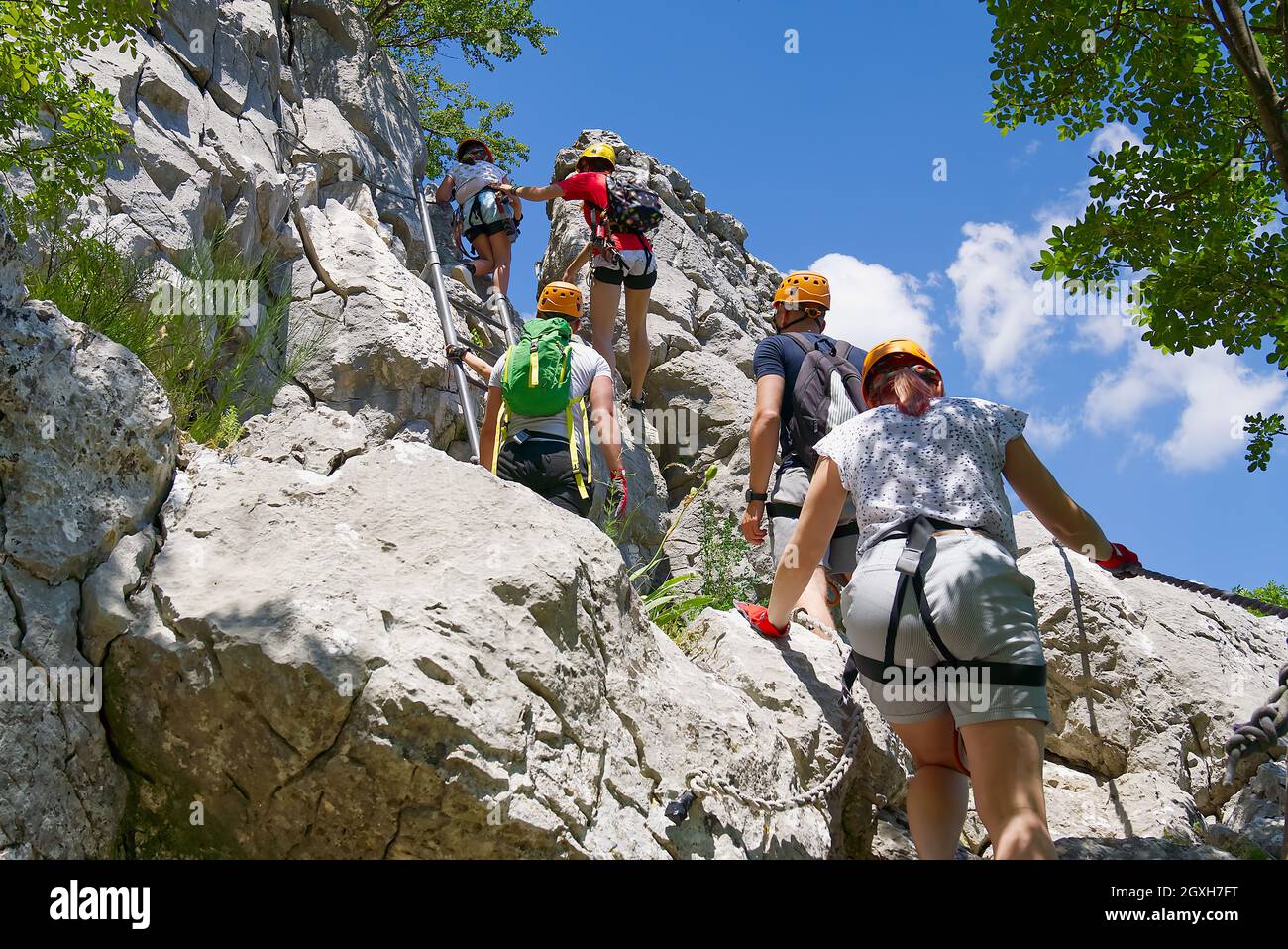 Hiking - Adventure - Healthy lifestyle. Group of hikers walks on ...