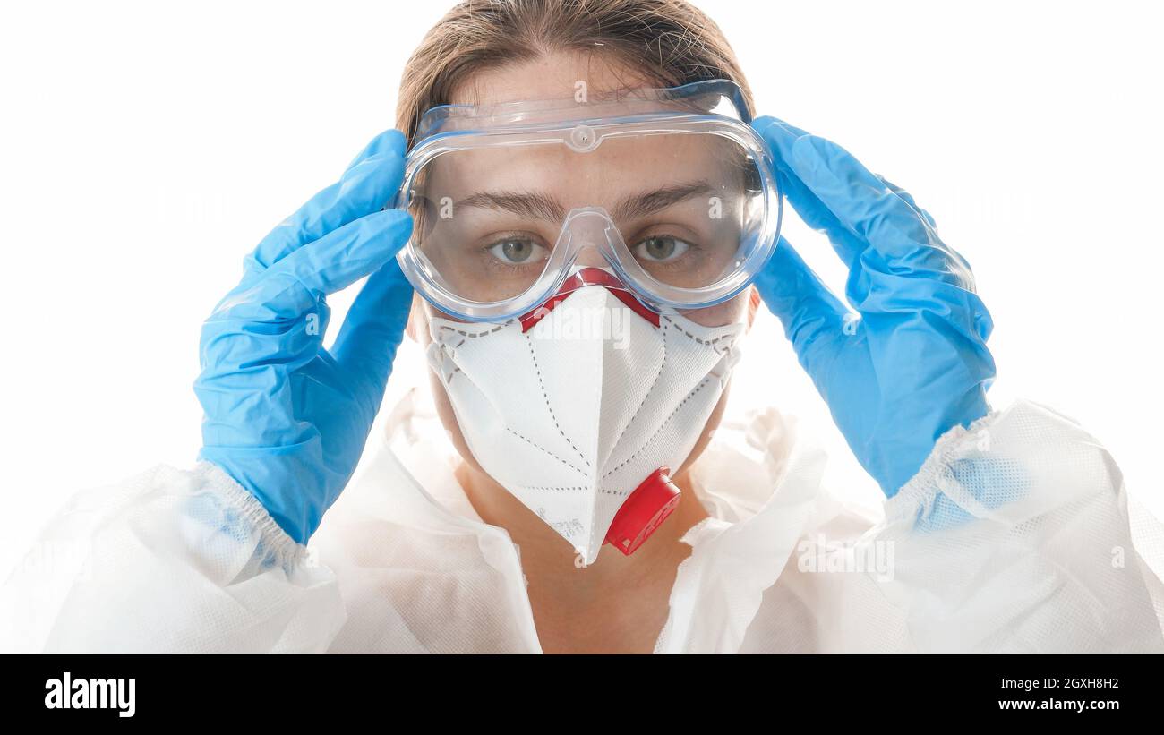 Portrait of exhausted and tired face with bruises of female doctor ...