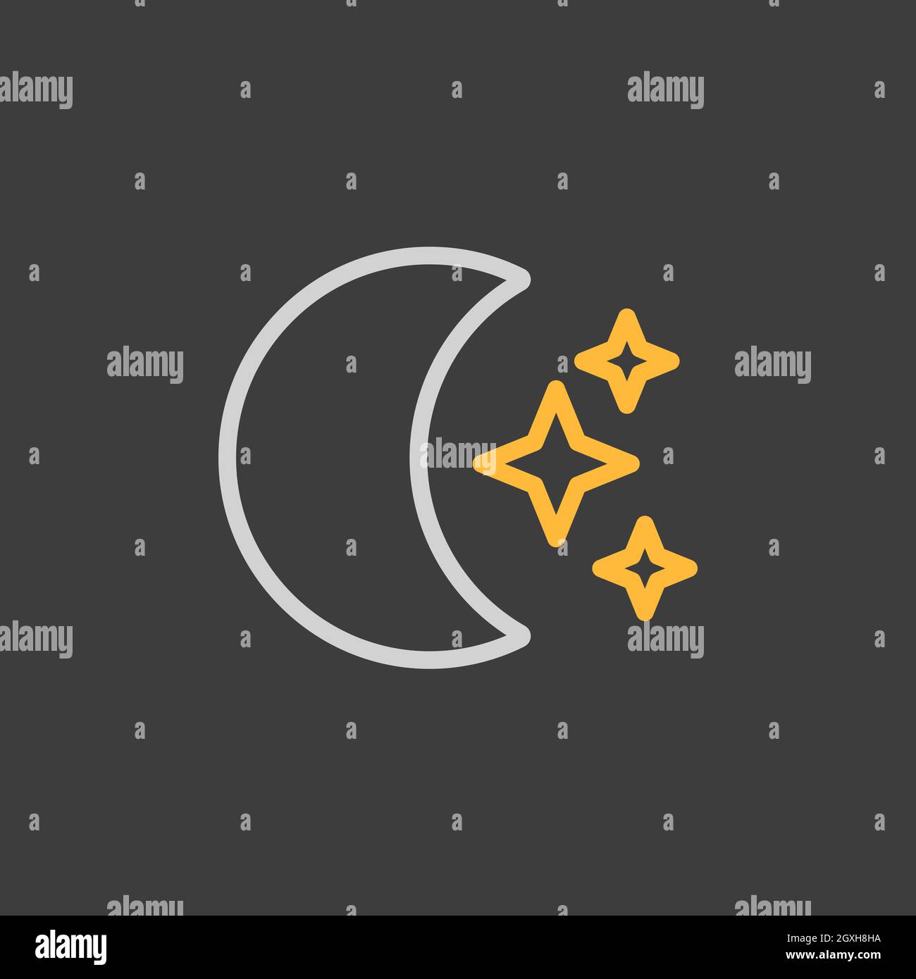 Moon and star vector icon on dark background. Meteorology sign. Graph ...