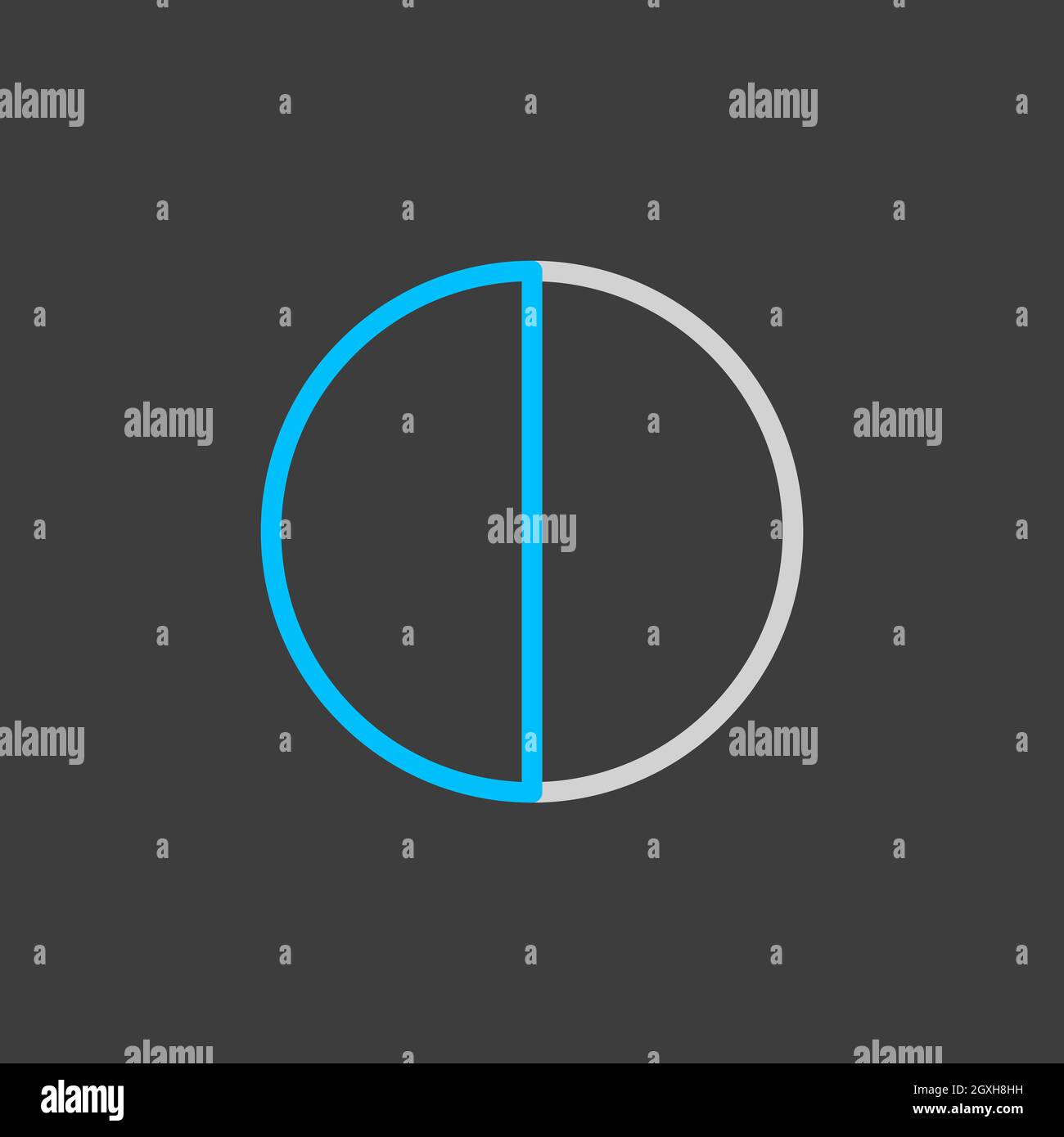Half moon vector icon on dark background. Meteorology sign. Graph ...