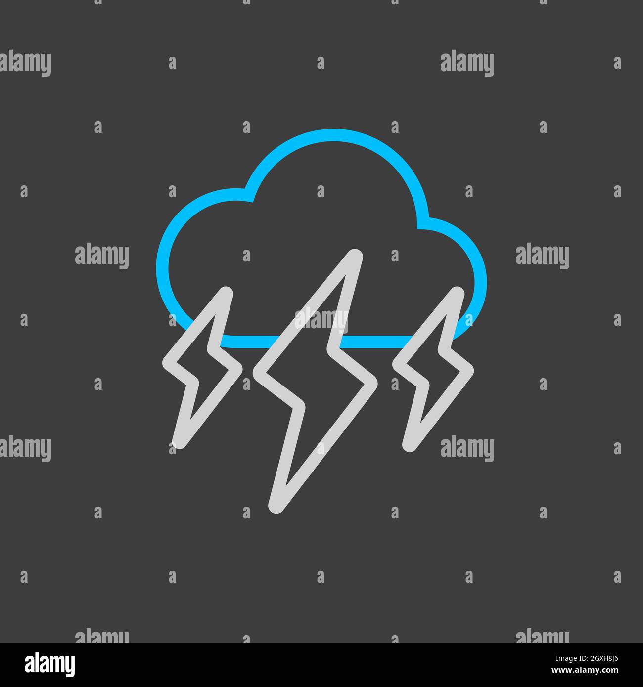 Storm cloud vector icon on dark background. Rainstorm symbol ...