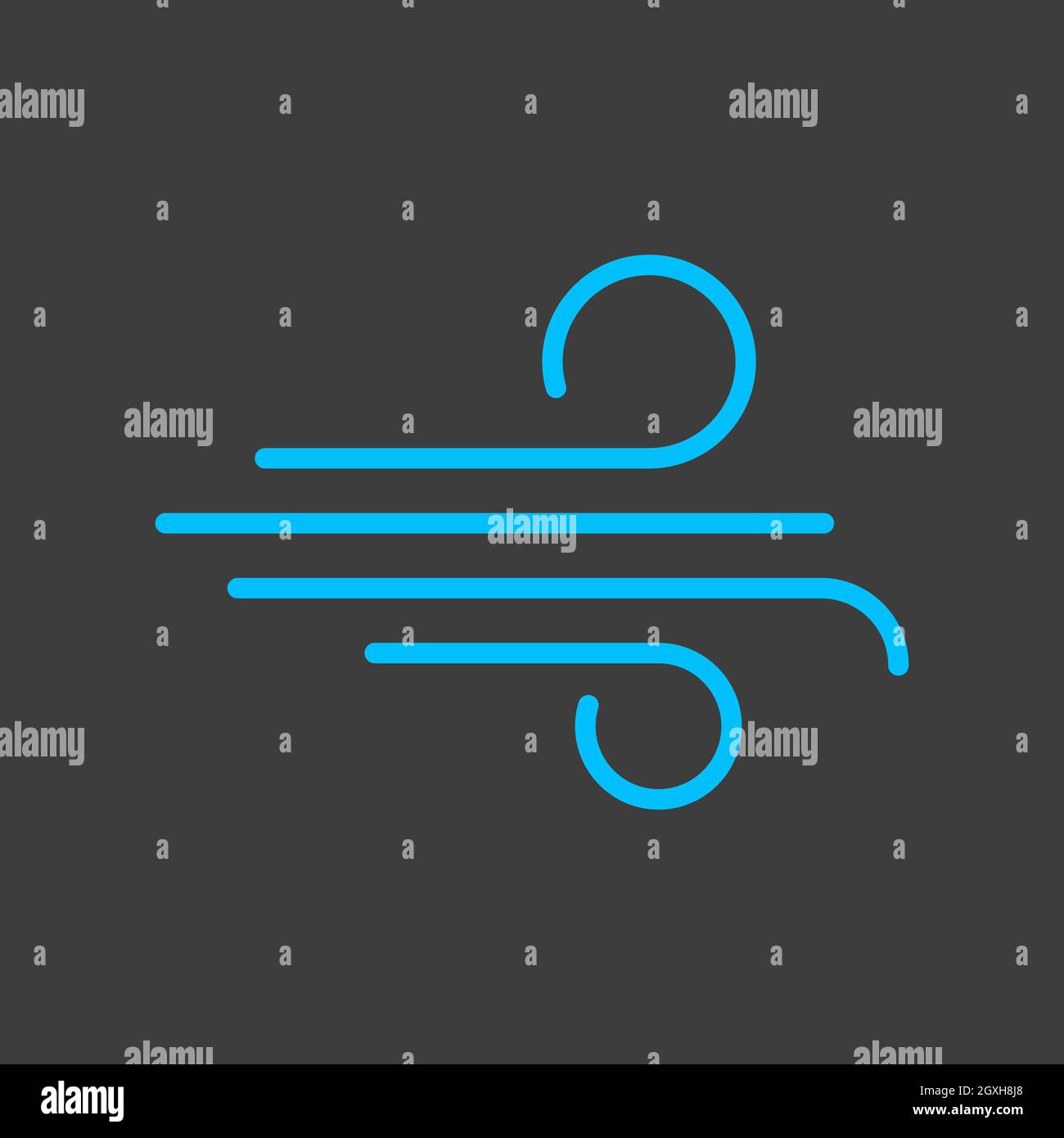 High wind vector icon on dark background. Meteorology sign. Graph ...