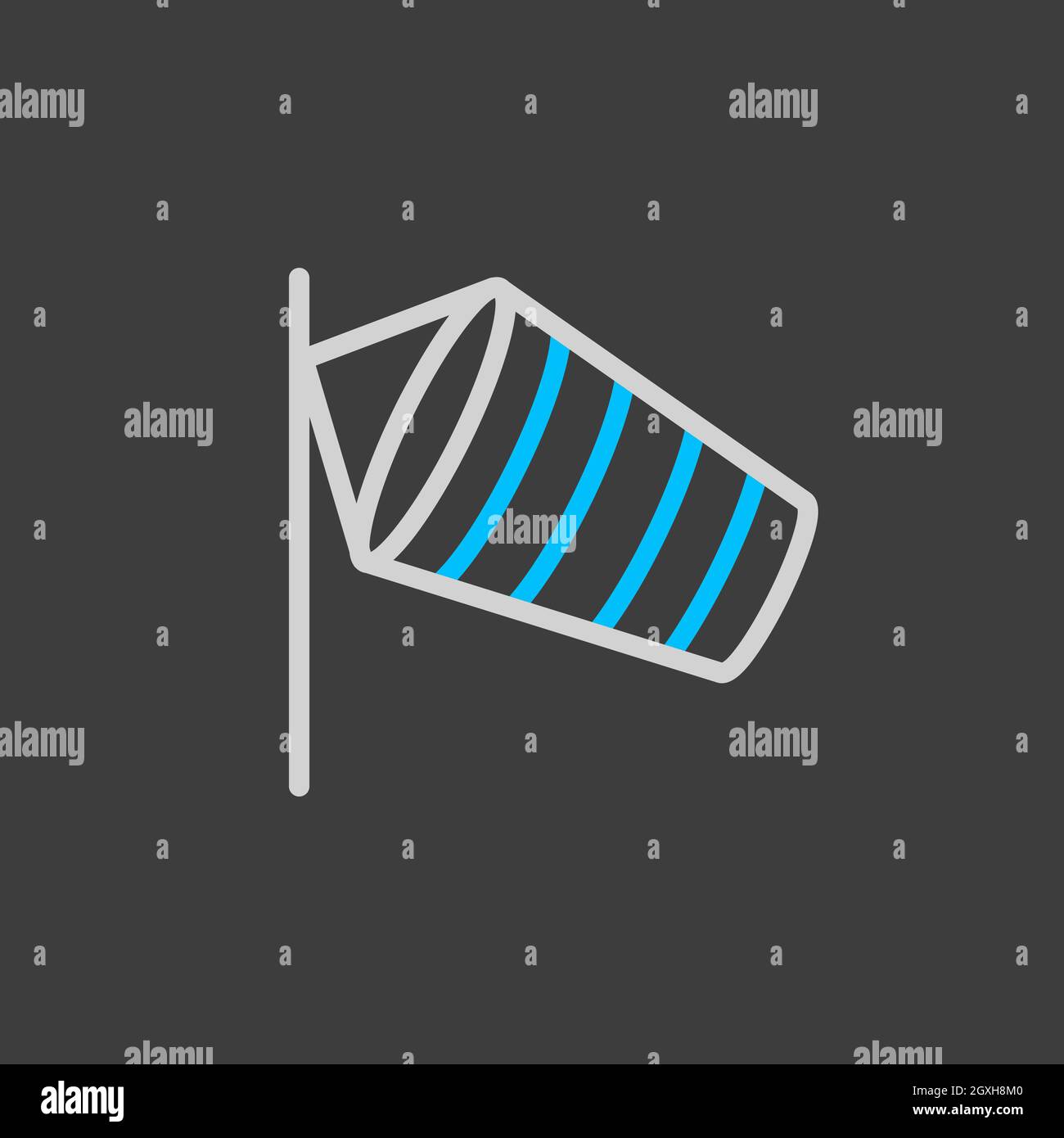Windsocks hanging at the airport runway vector icon on dark background ...