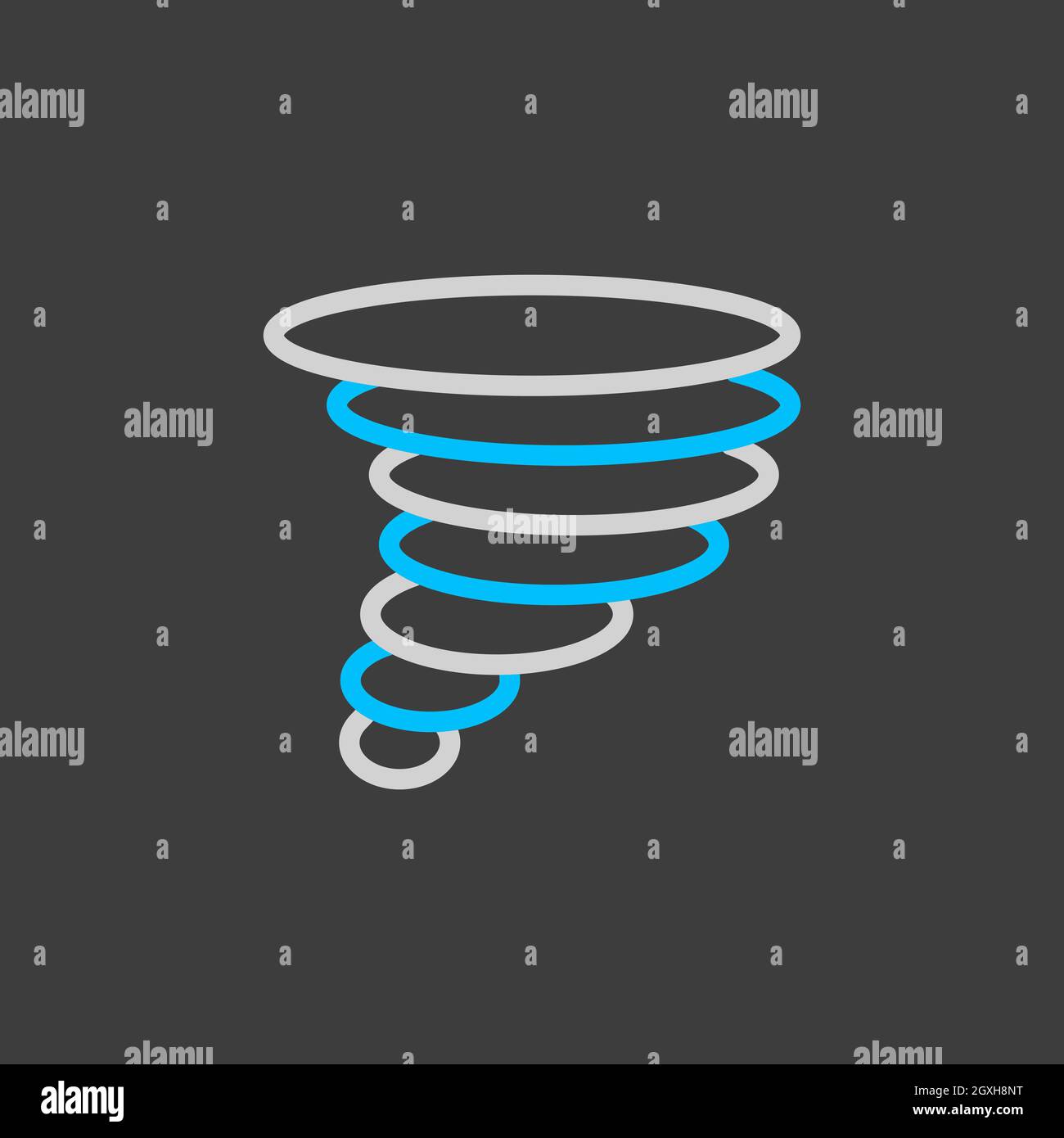 Tornado vector icon on dark background. Whirlwind storm sign ...