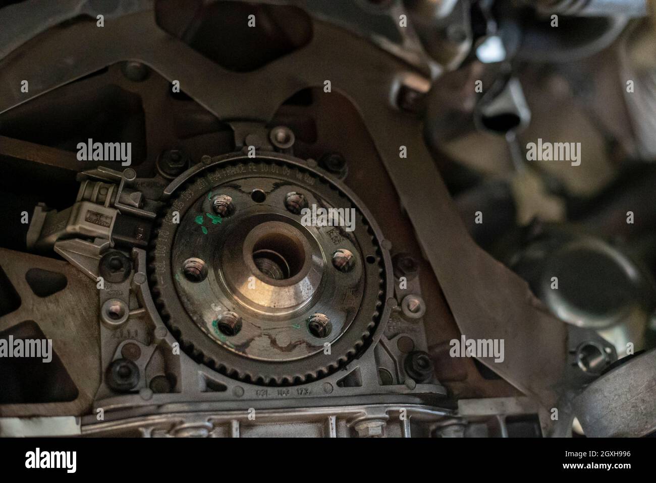 Disassembled car engine in the mechanical workshop for repair Stock ...