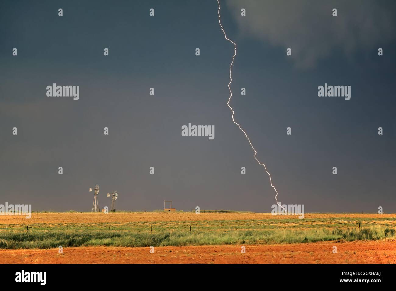 Rural landscape with an approaching thunderstorm and lightning - South ...