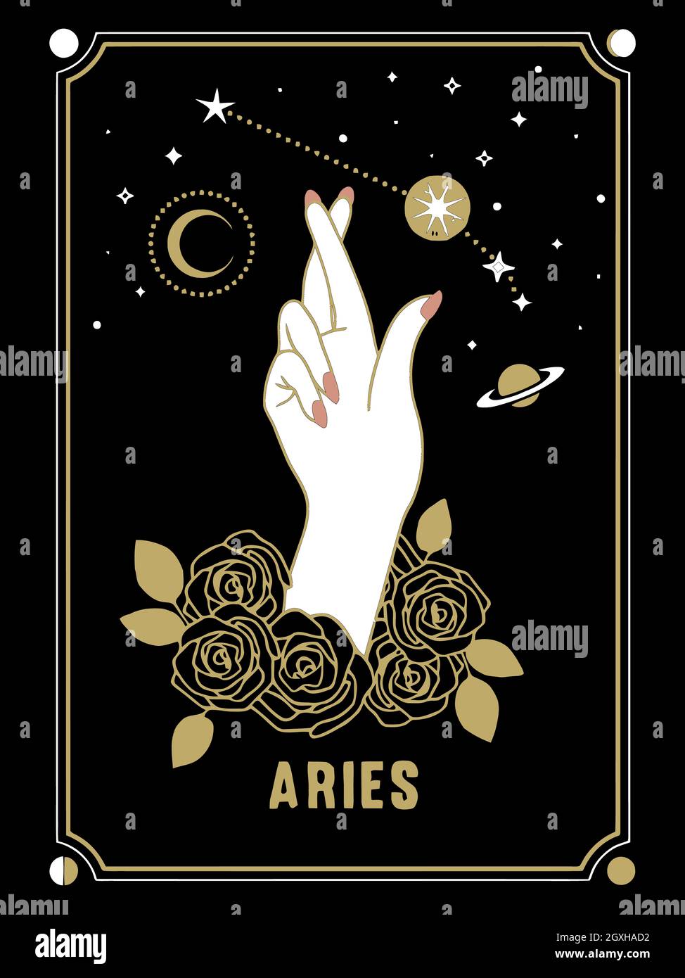 aries card zodiac horoscope illustration Stock Photo - Alamy