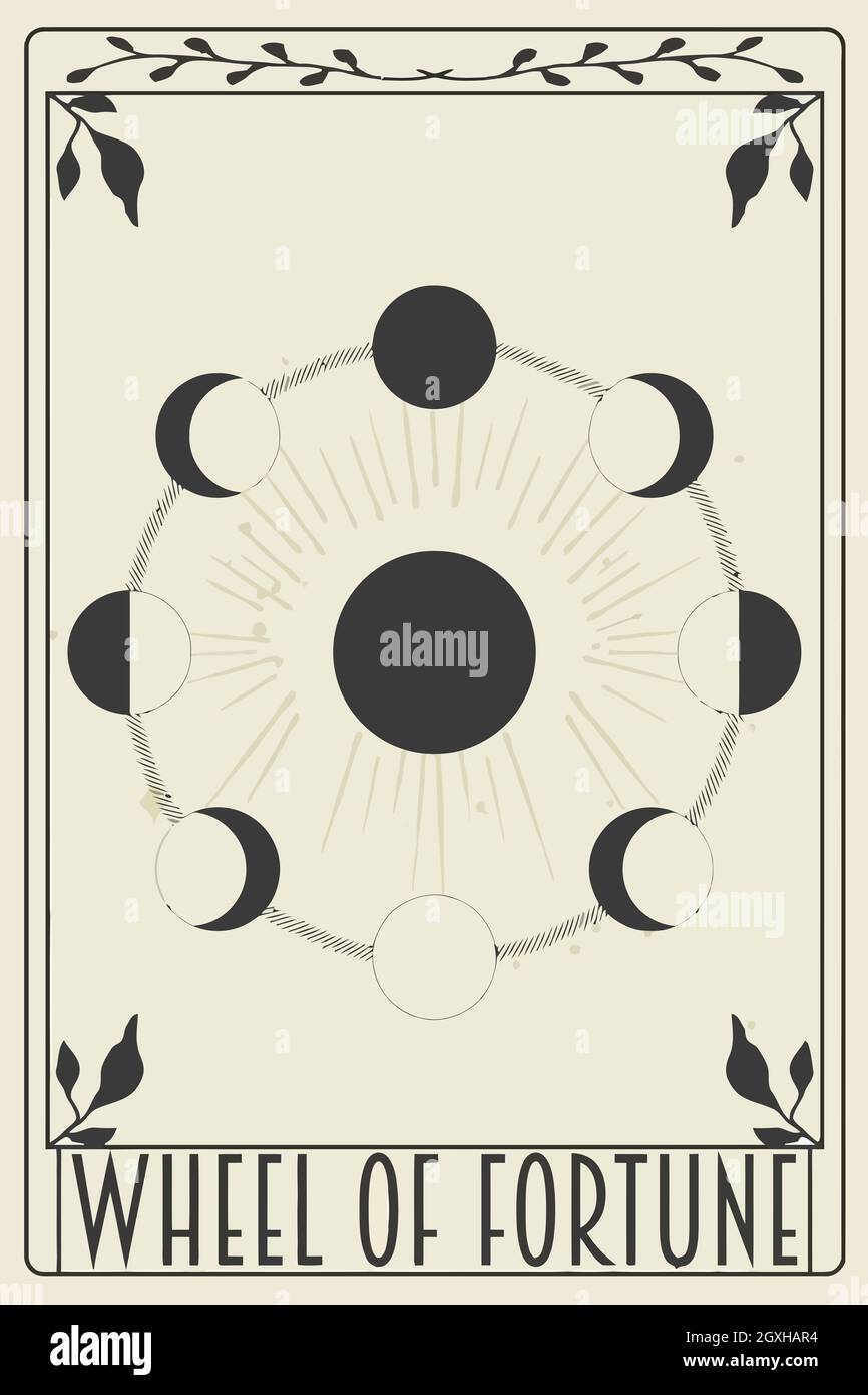 wheel of fortune tarot card illustration fortune telling occult Stock ...
