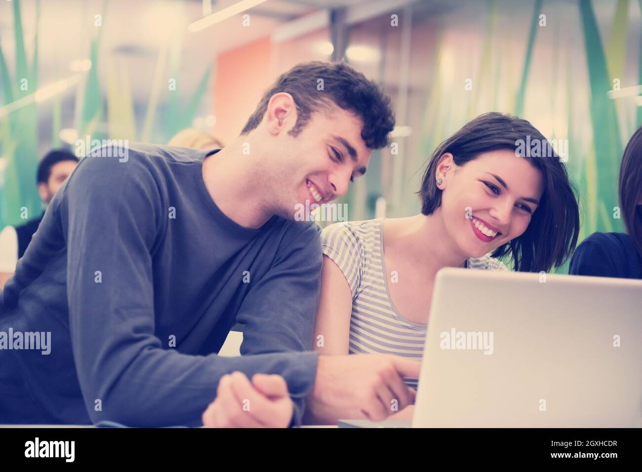 students group study together in school classroom and working together ...