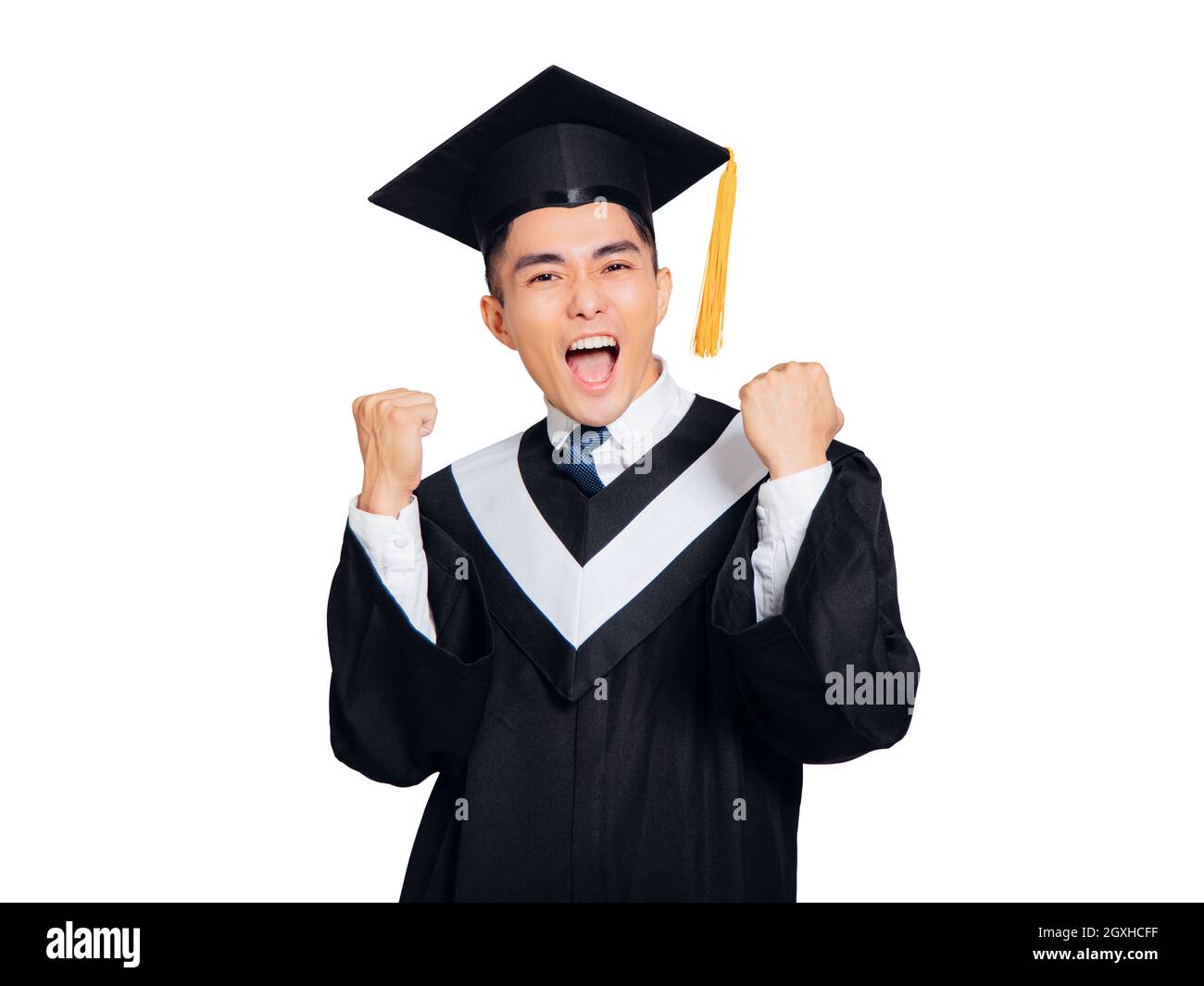 Young man in graduation robe hi-res stock photography and images - Alamy