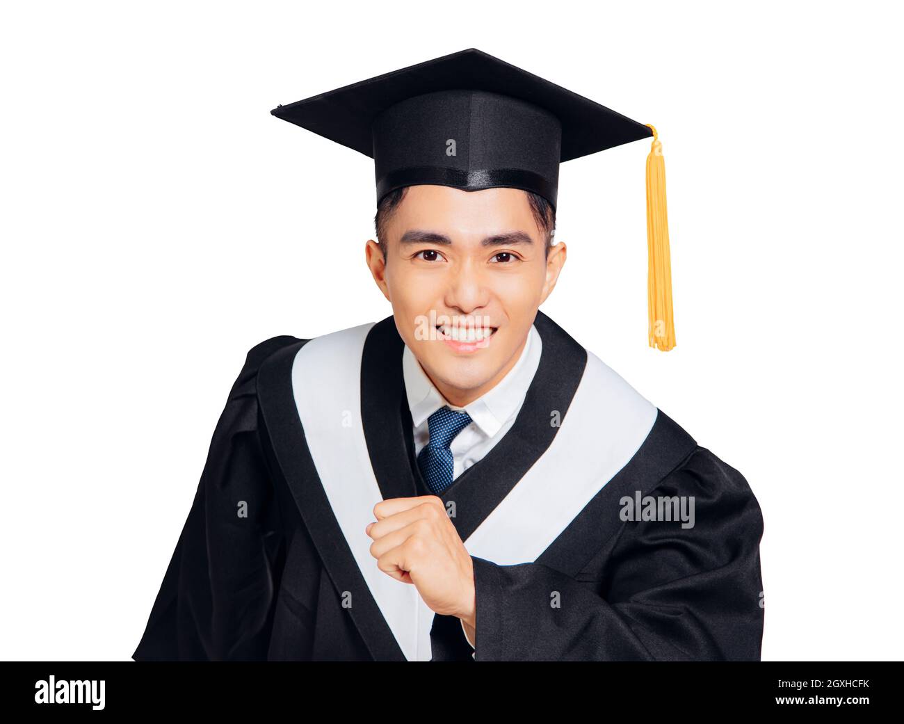 Happy male graduate student running forward Stock Photo - Alamy