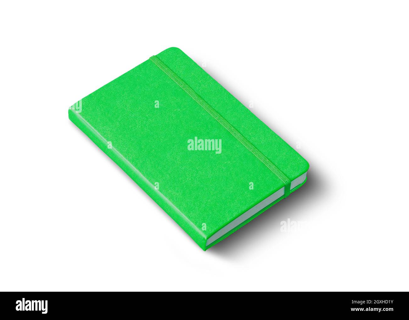 Green closed notebook mockup isolated on white Stock Photo - Alamy