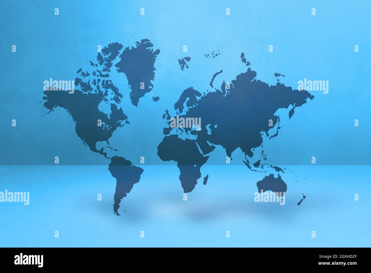 World map isolated on blue wall background. 3D illustration Stock Photo ...