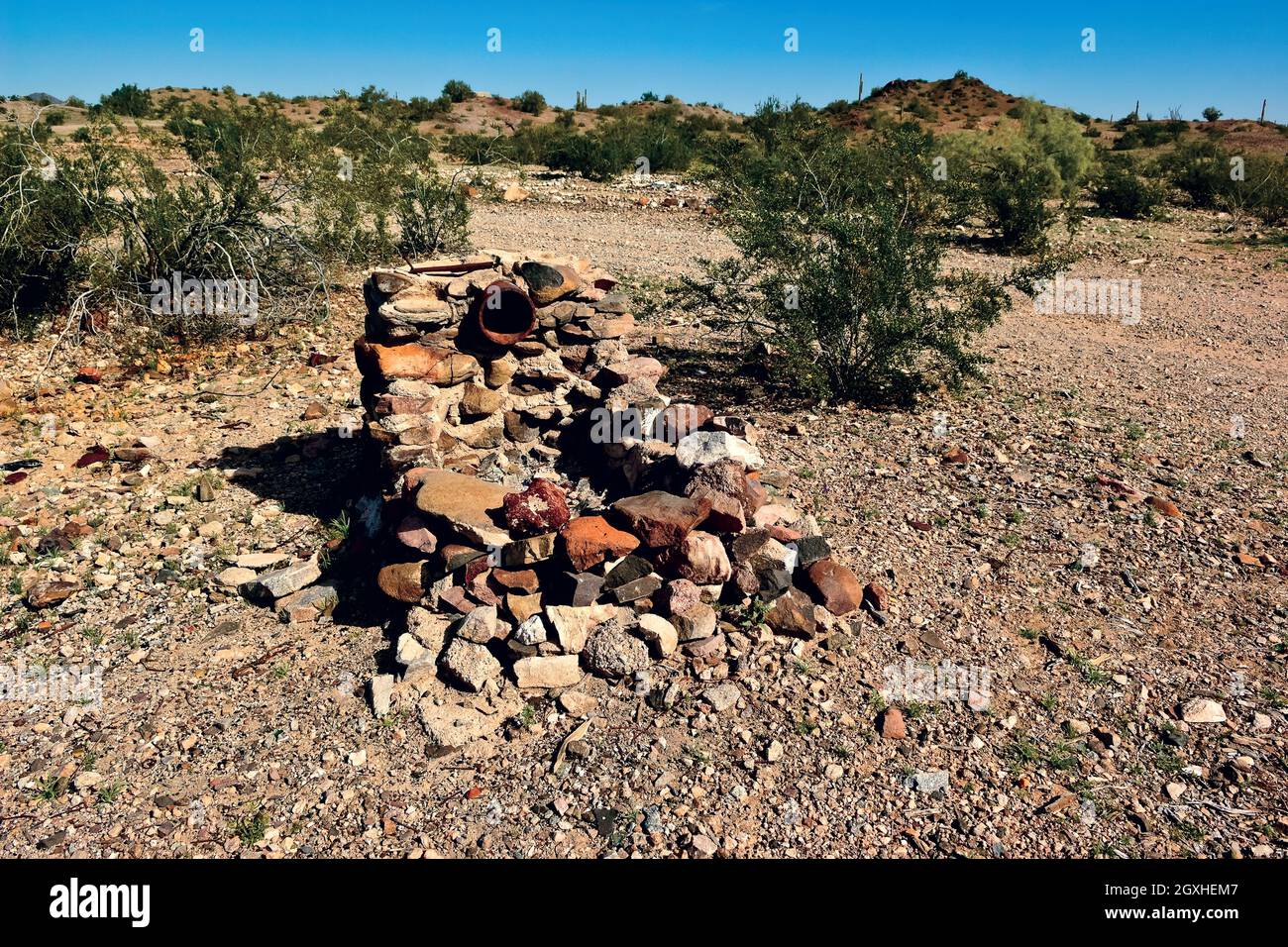 The remains of an old BBQ pit in the ghost town of Sundad Arizona ...