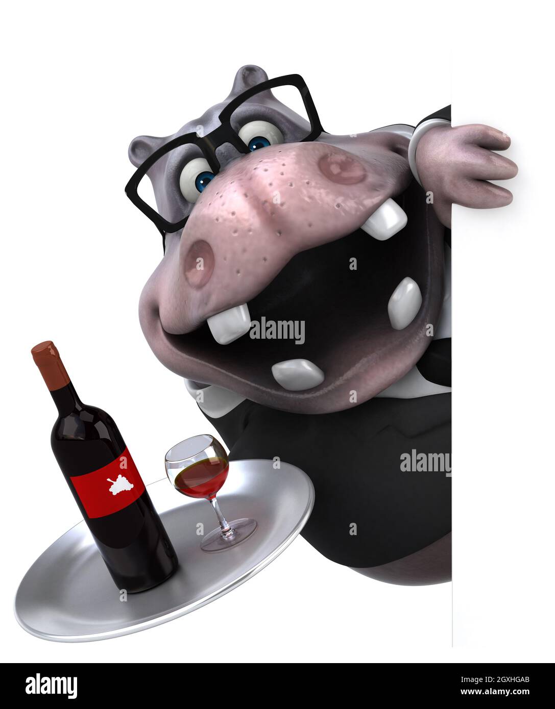 Fun hippo - 3D Illustration Stock Photo - Alamy