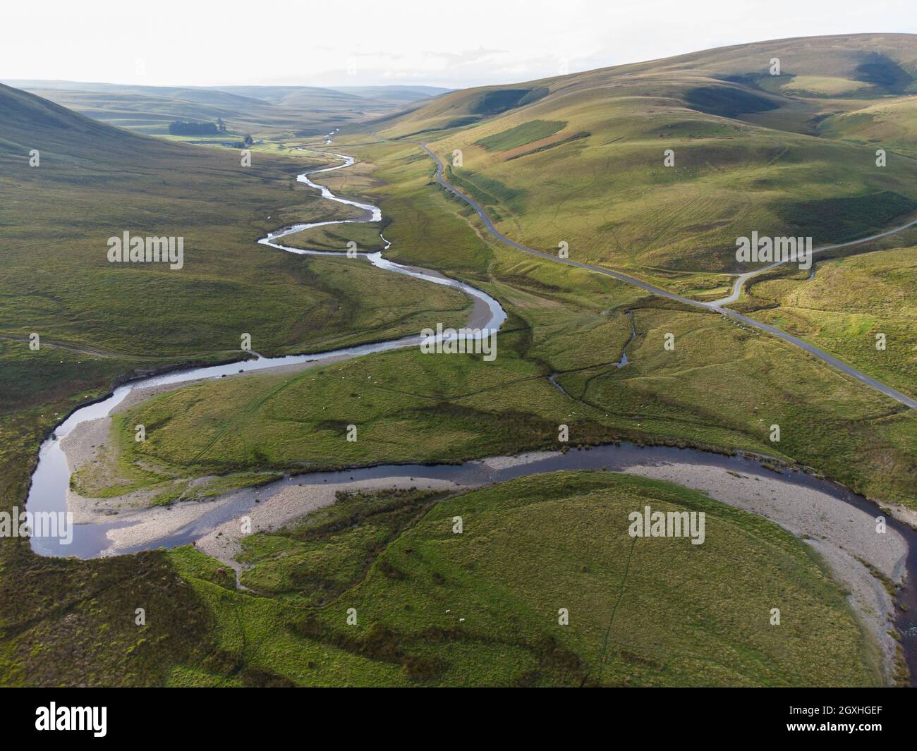 winding river in a moorland landscape Stock Photo - Alamy