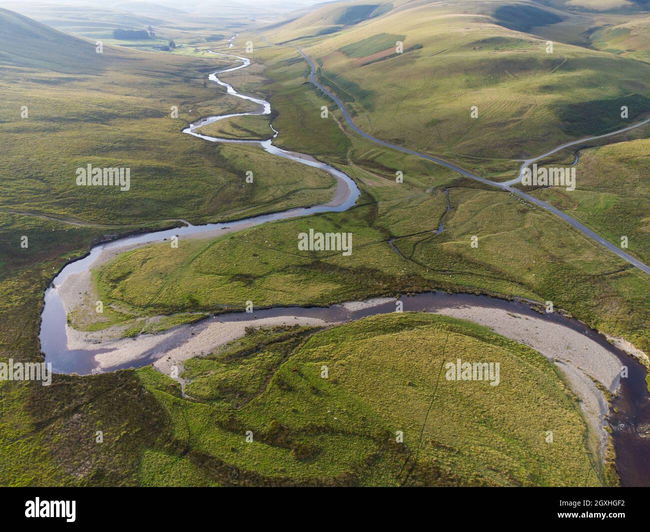 winding river in a moorland landscape Stock Photo - Alamy