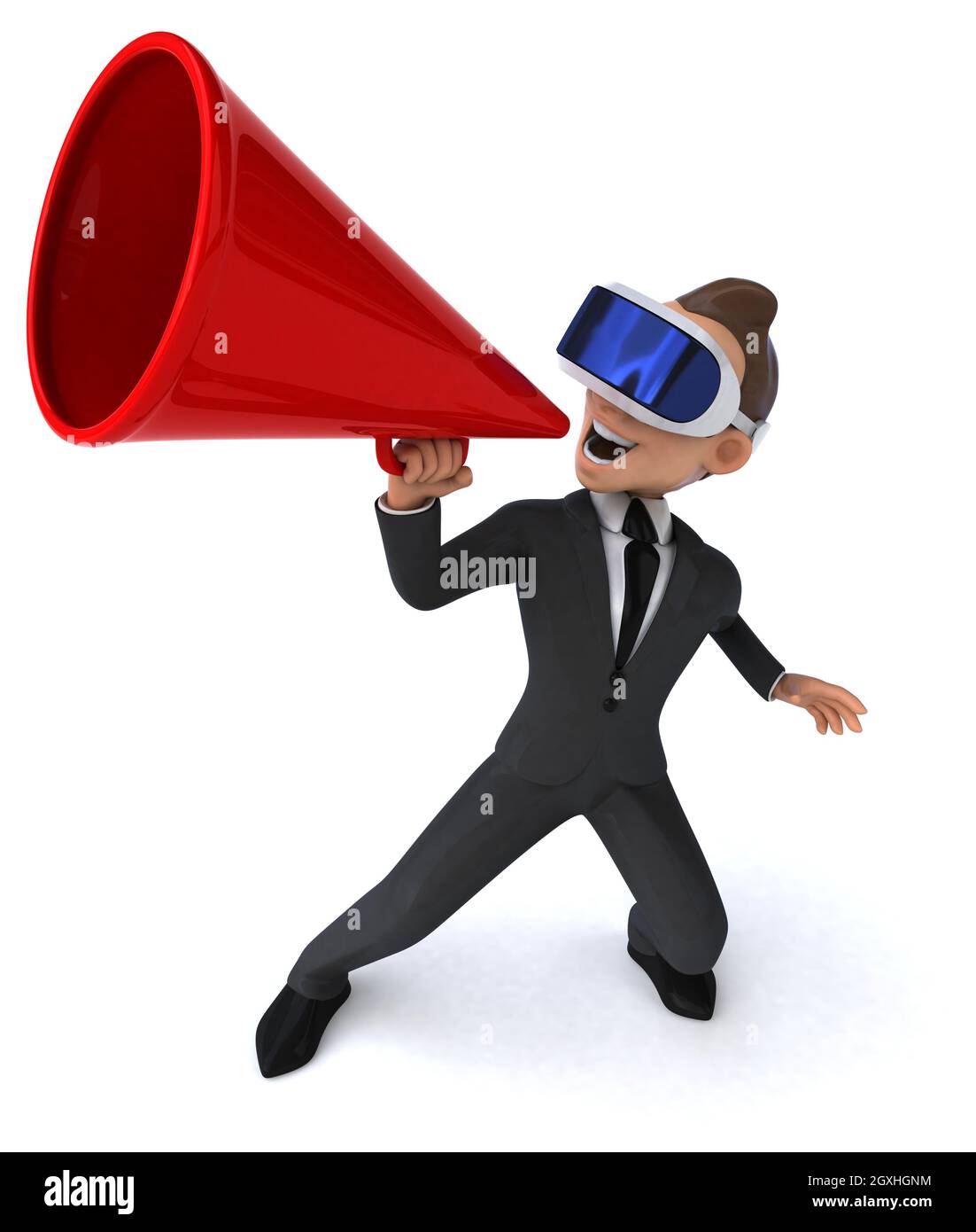 Fun 3D illustration of a cartoon businessman with a VR helmet Stock ...