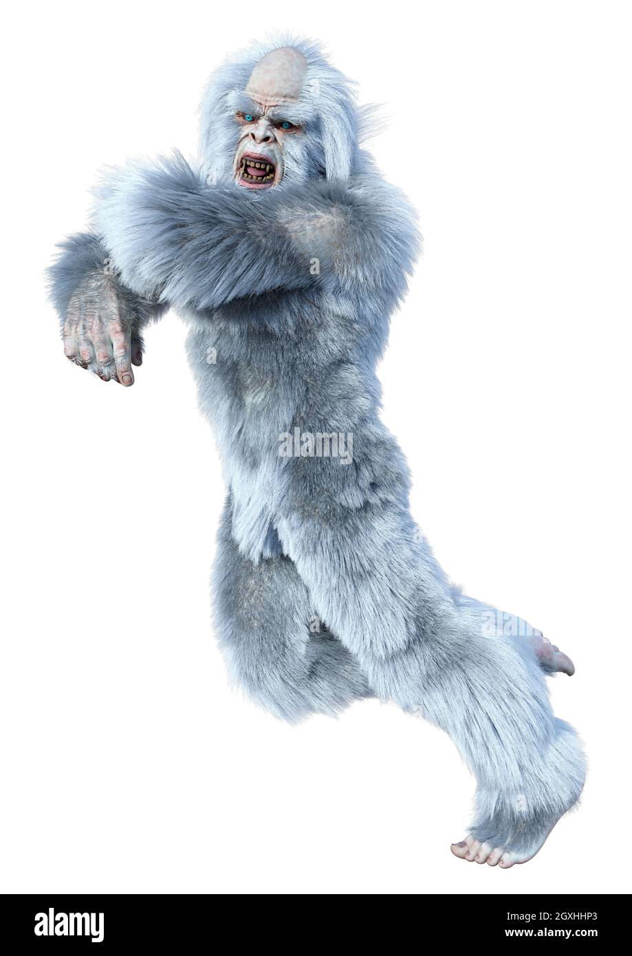 3D rendering of a fantasy creature yeti isolated on white background ...