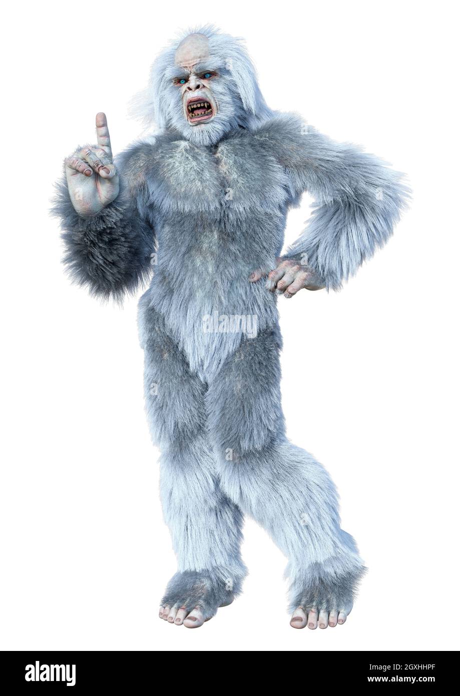 3D rendering of a fantasy creature yeti isolated on white background ...