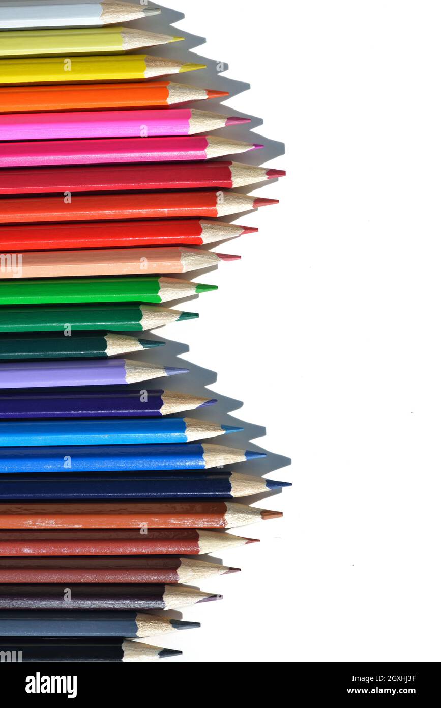 children education concept with colorful wooden pen isolated on white ...