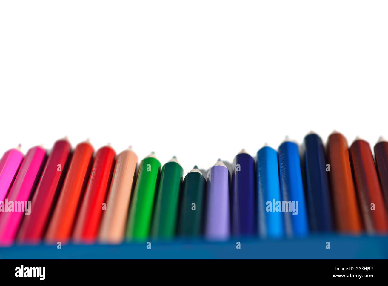 children education concept with colorful wooden pen isolated on white ...