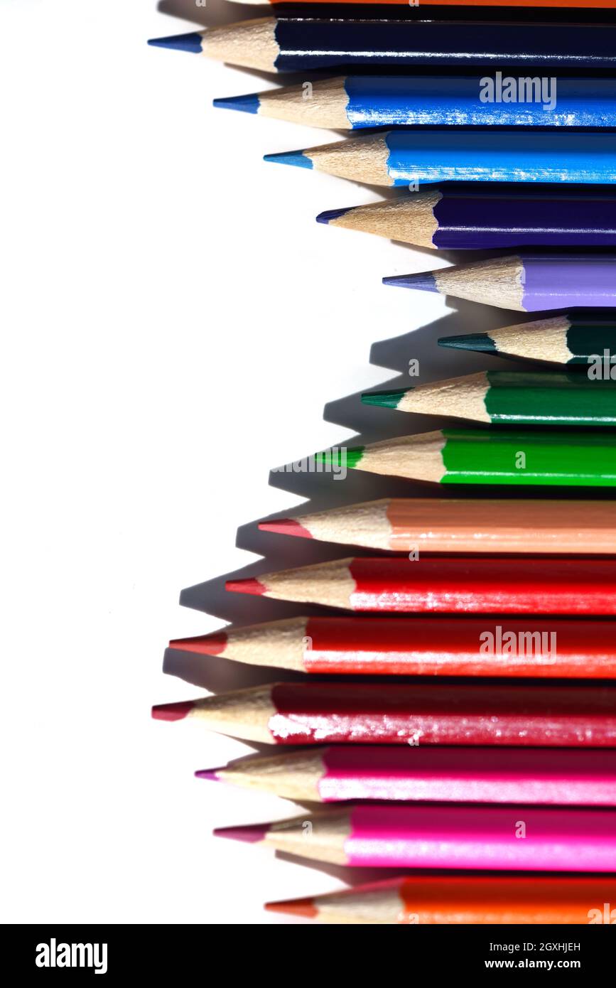 children education concept with colorful wooden pen isolated on white ...