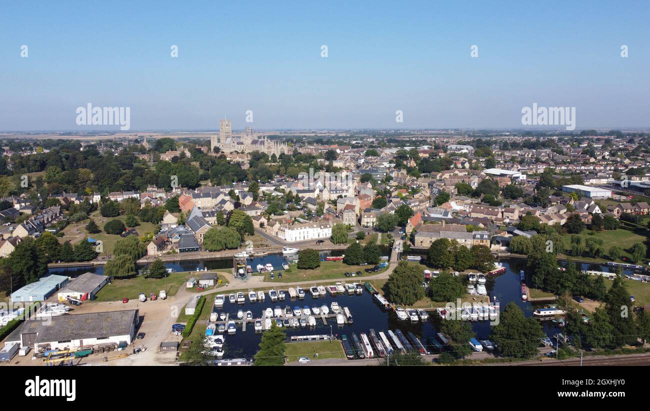 Ely cathedral city Cambridgeshire, England, Aerial view Stock Photo - Alamy