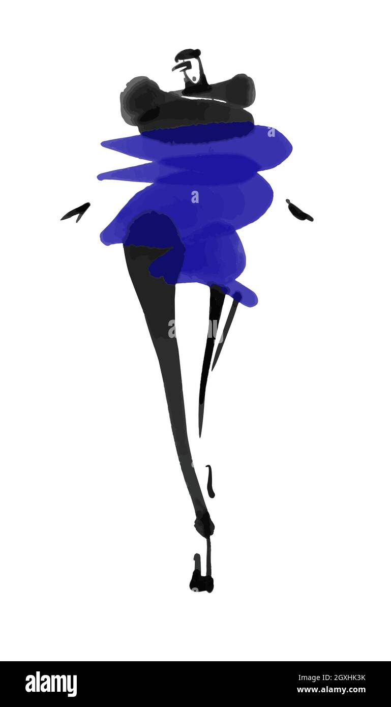 Fashion girl sketch hand drawn , stylized silhouettes isolated. Vector ...