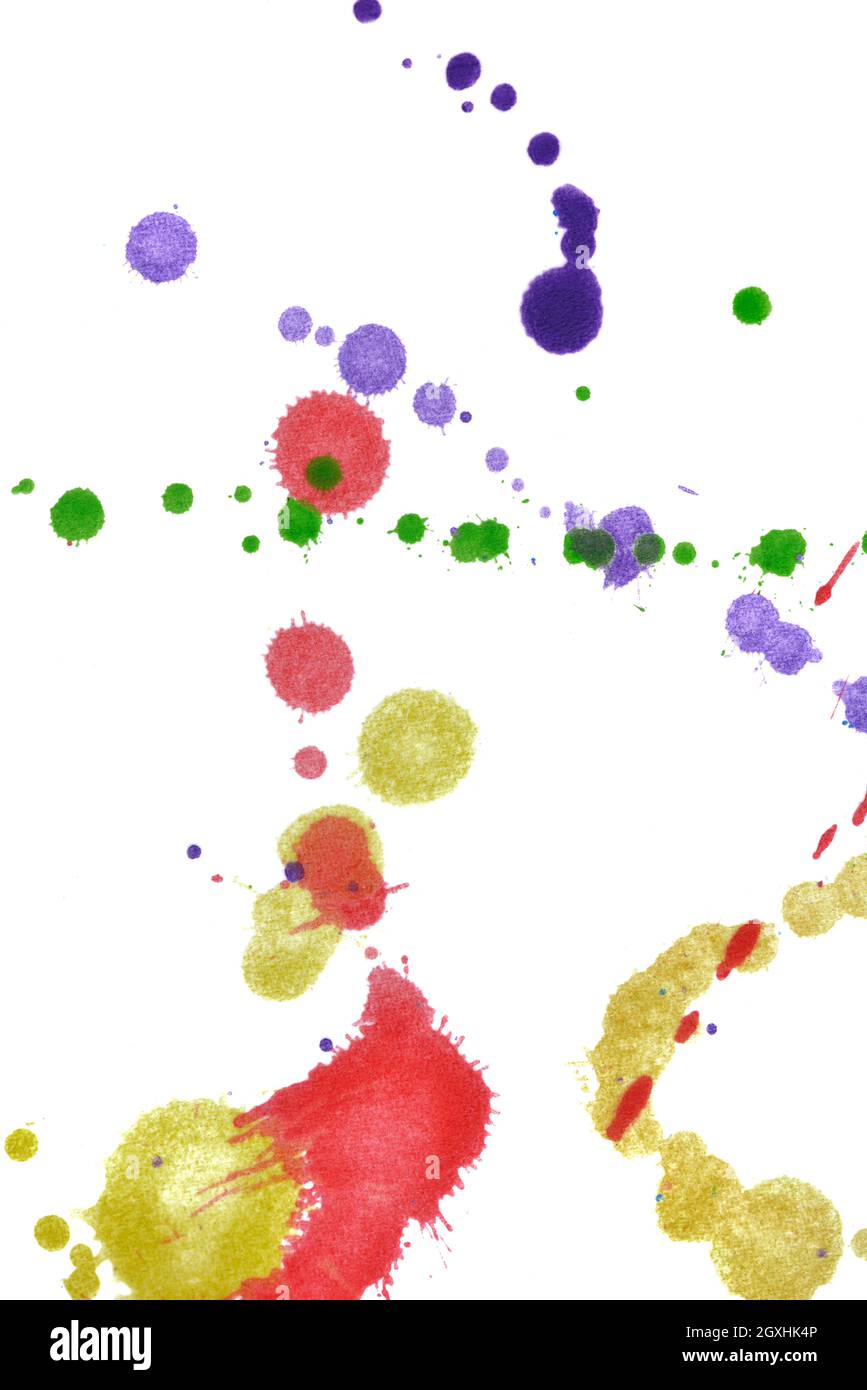 Colored splashes in abstract shape, isolated on white background Stock ...