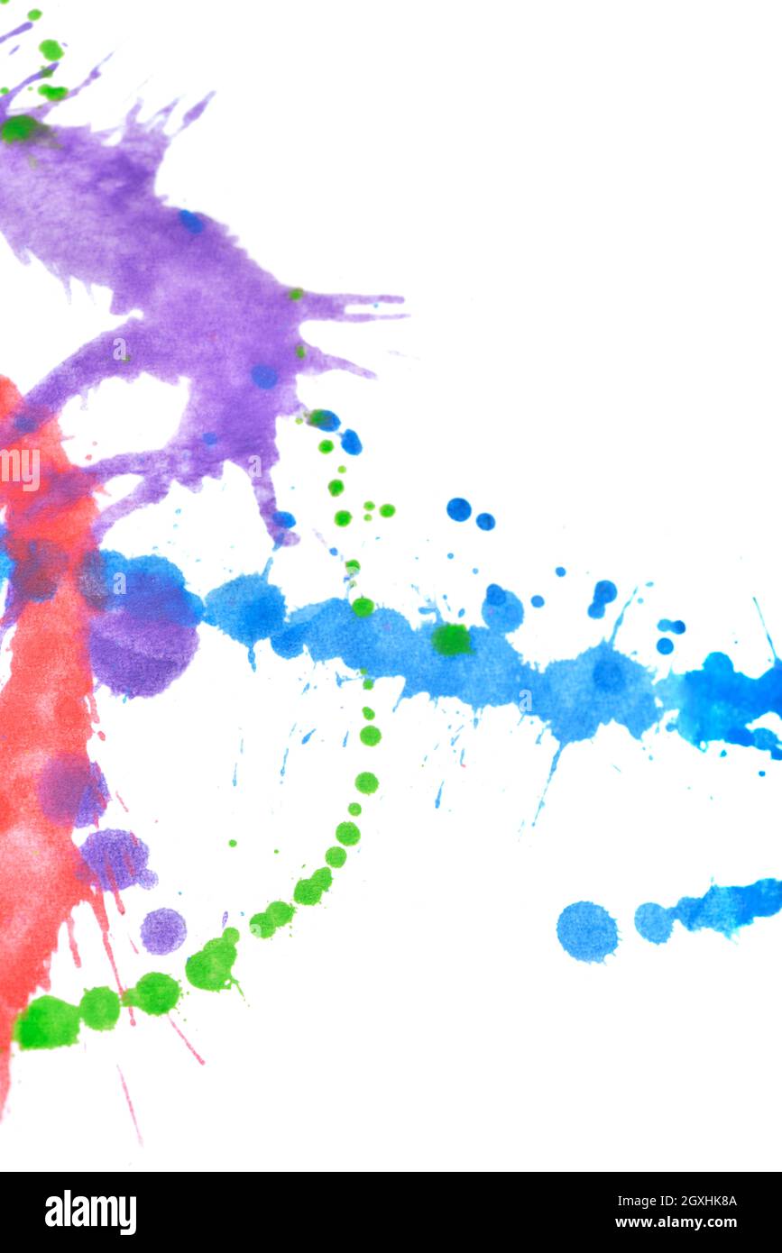 Colored splashes in abstract shape, isolated on white background Stock ...