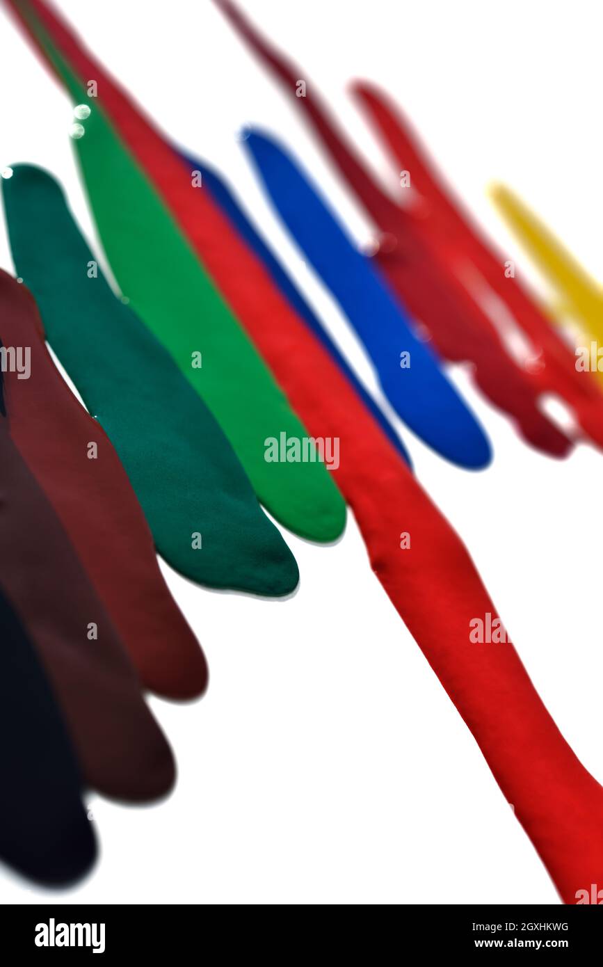 Colored splashes in abstract shape, isolated on white background Stock ...