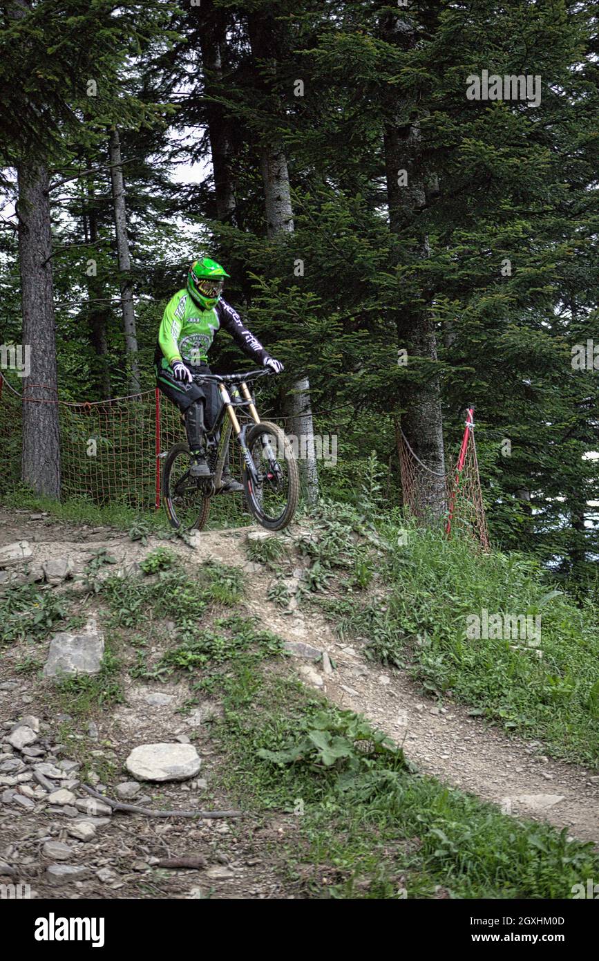 Downhill, sport, bicycle, mountain Stock Photo - Alamy