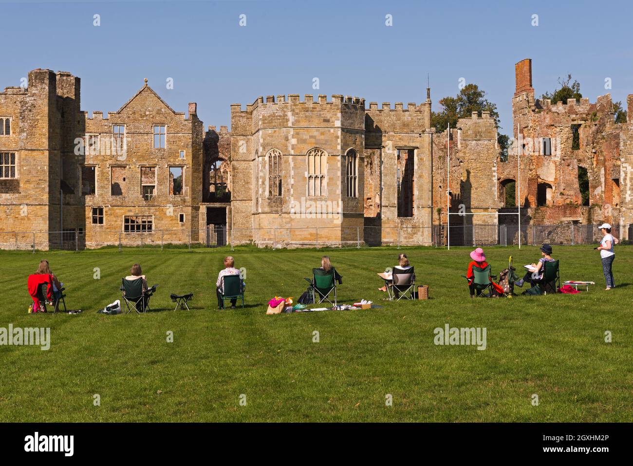 Artists painting the fire damaged remains of 16th Century (Tudor ...