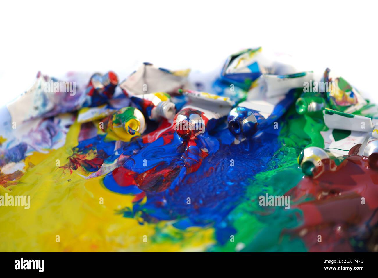 Colored splashes in abstract shape, isolated on white background Stock ...