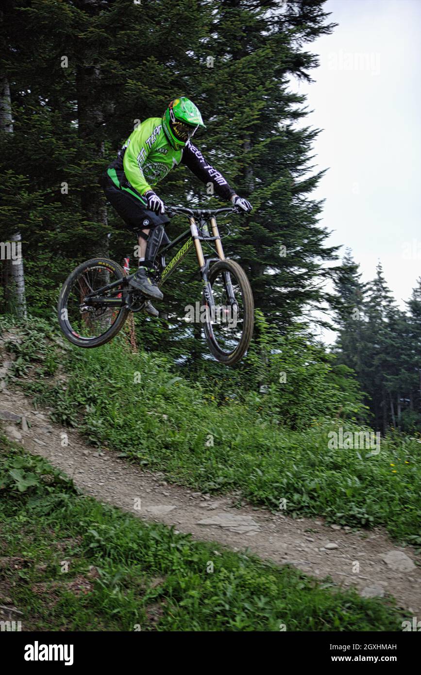 Downhill, sport, bicycle, mountain Stock Photo - Alamy