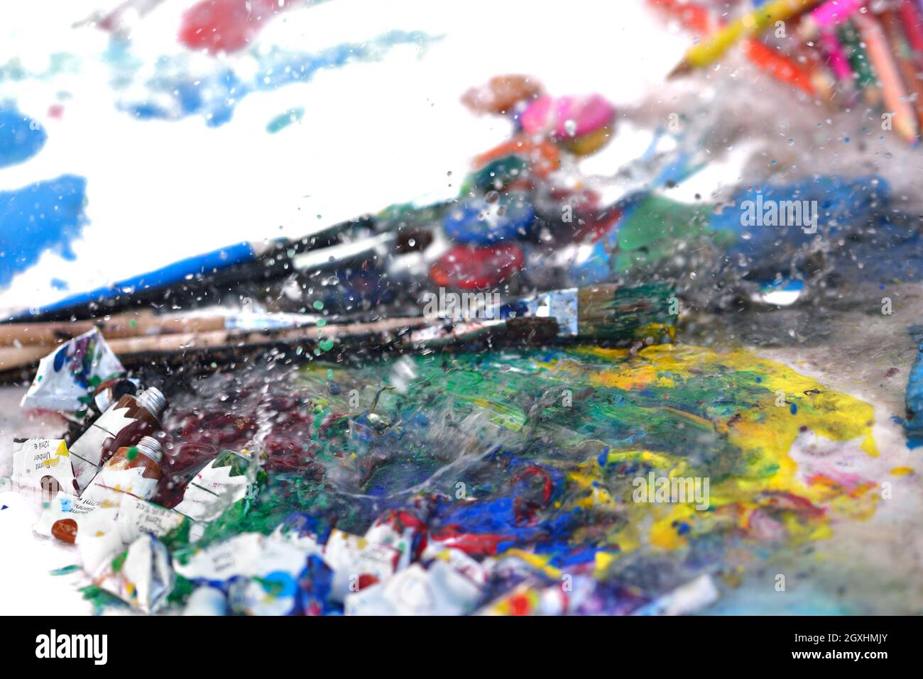 Colored splashes in abstract shape, isolated on white background Stock ...