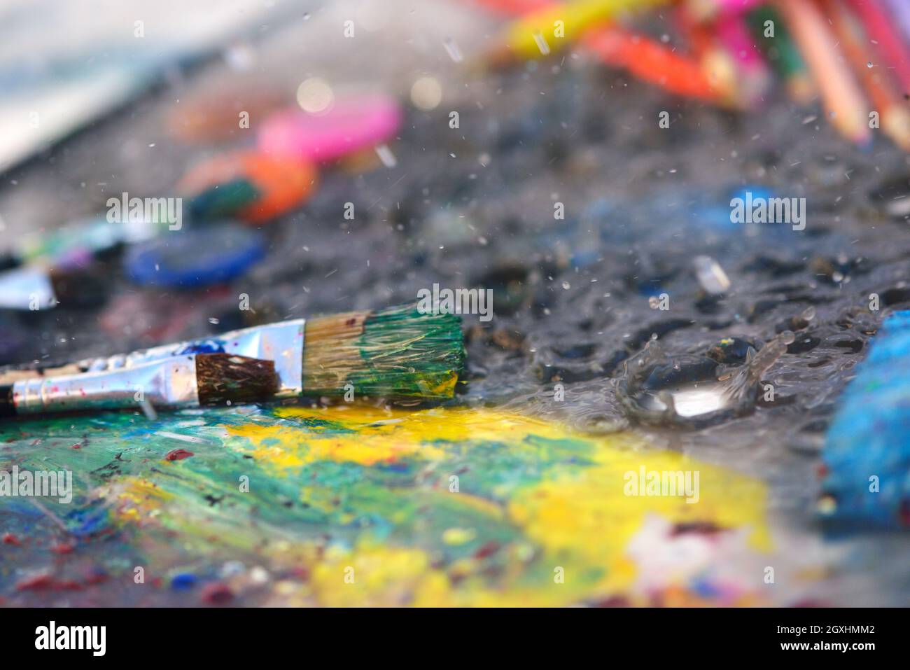 Colored splashes in abstract shape, isolated on white background Stock ...