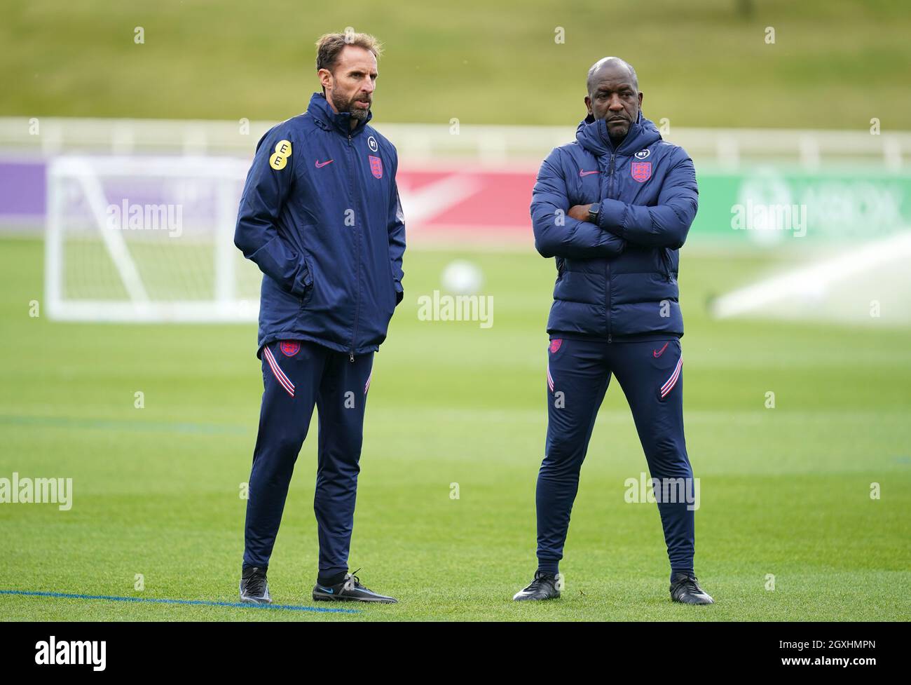 England manager Gareth Southgate (left) and coach Chris Powell during a ...