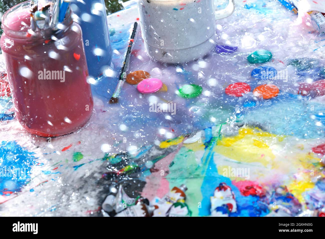 Colored splashes in abstract shape, isolated on white background Stock ...