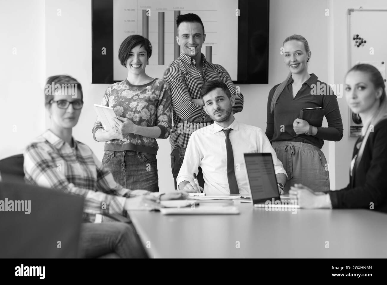 Woman tablet creative office Black and White Stock Photos & Images - Alamy