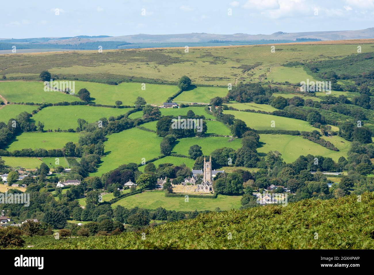 Widecombe in the Moor, Dartmoor, Devon, England, UK. 2021. The church ...